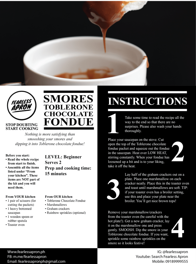 Smores Toblerone Chocolate Fondue Instructions – Fearless Apron
